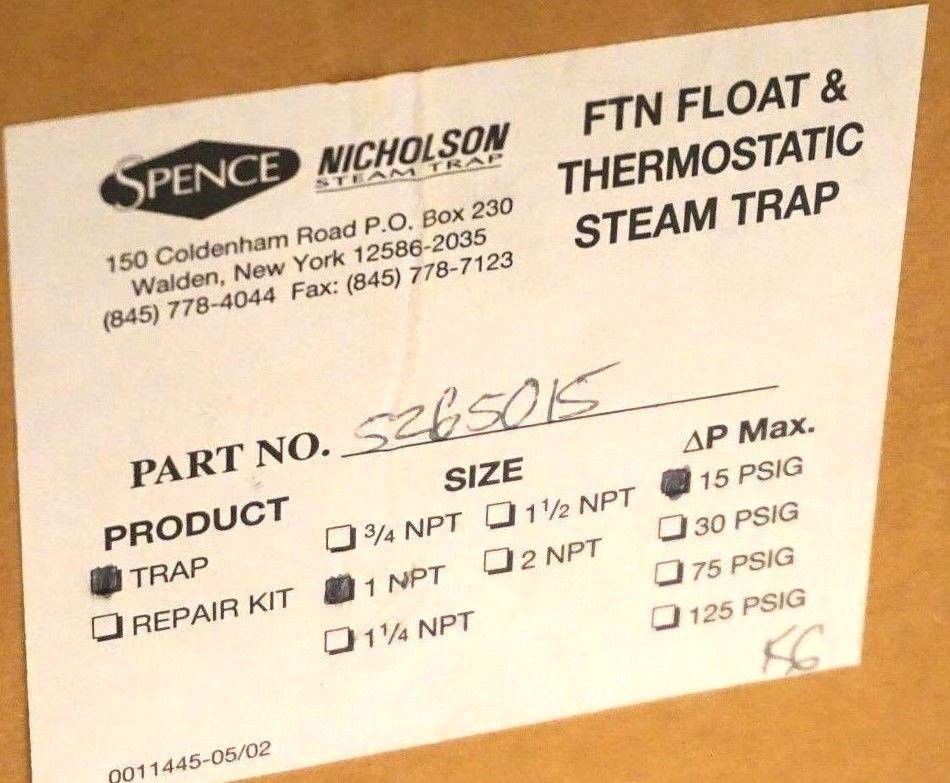 NEW NICHOLSON 5265015 FTN FLOAT AND THERMOSTATIC STEAM TRAP 1INCH ...