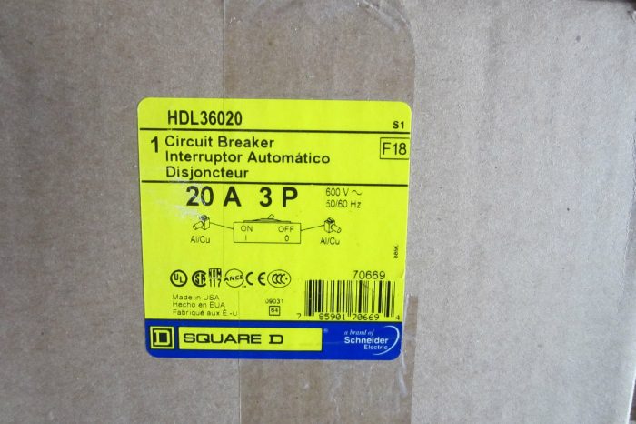 NEW SQUARE D HDL36020 CIRCUIT BREAKER - SB Industrial Supply, Inc.