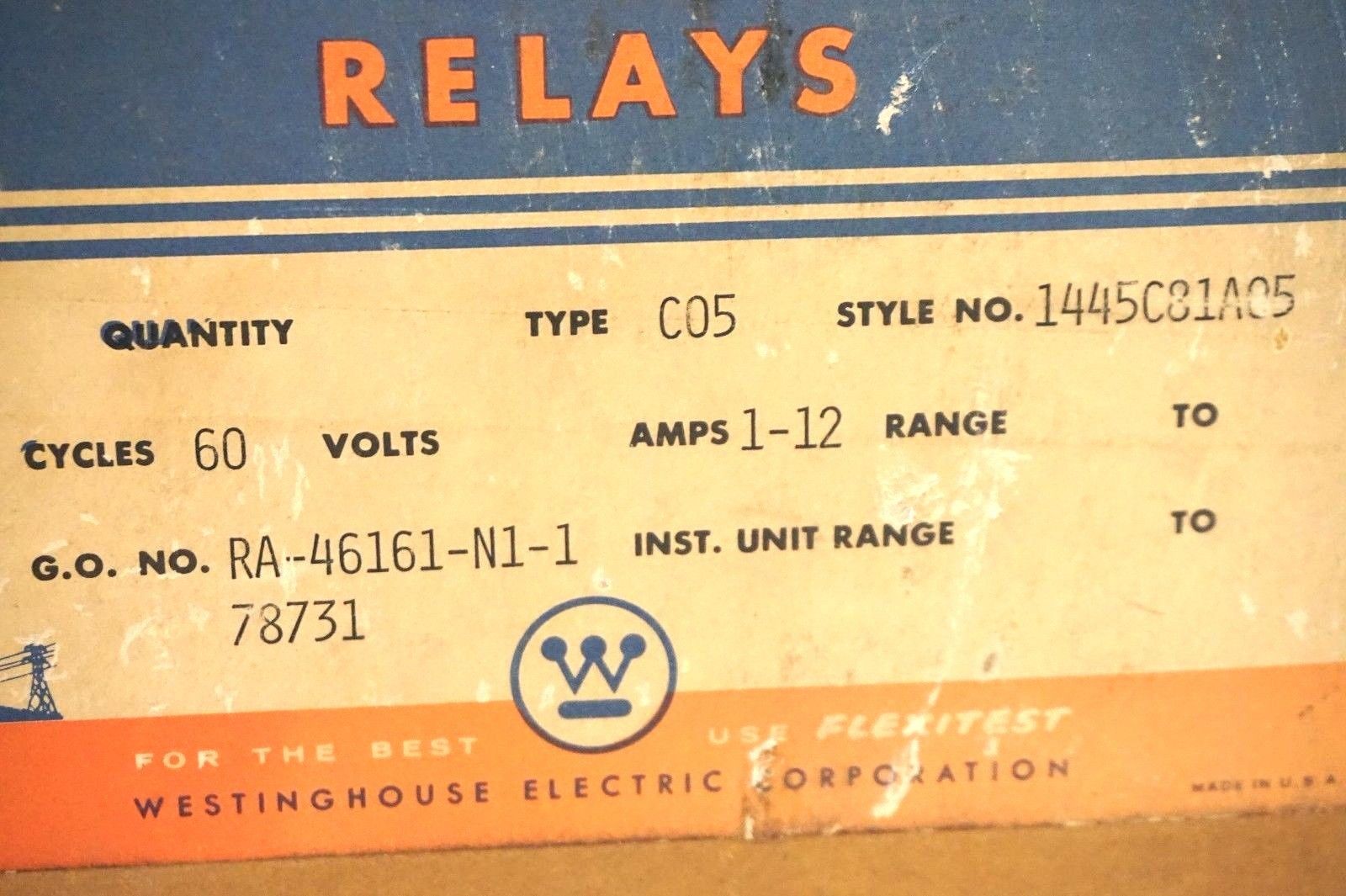 NEW WESTINGHOUSE 1445C81A05 CURRENT RELAY TYPE C05 - SB Industrial ...