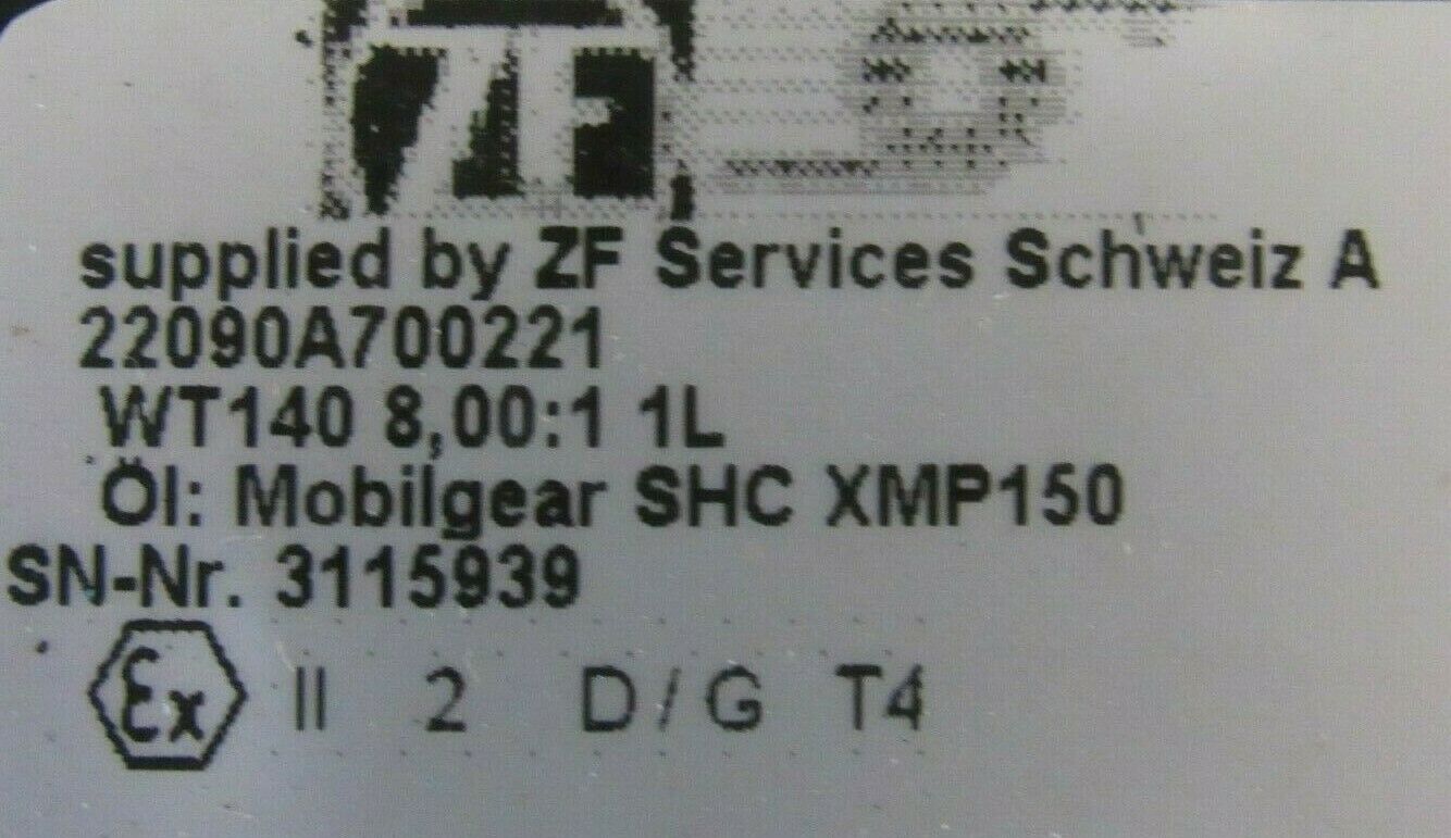 NEW ZF WT140 GEAR REDUCER 8:1 SHAFT 1-1/4" DIA. BORE 3/4" - SB ...