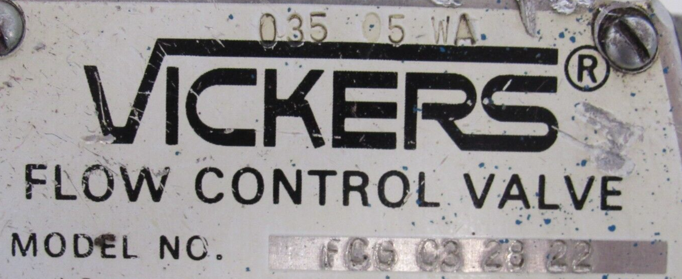 USED VICKERS FCG-03-28-22 FLOW CONTROL VALVE FCG032822 - SB Industrial ...