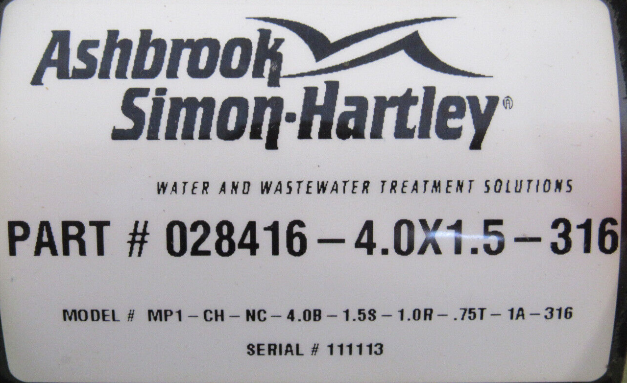 NEW ASHBROOK SIMON-HARTLEY 028416-4.0X1.5-316 CYLINDER - SB Industrial ...