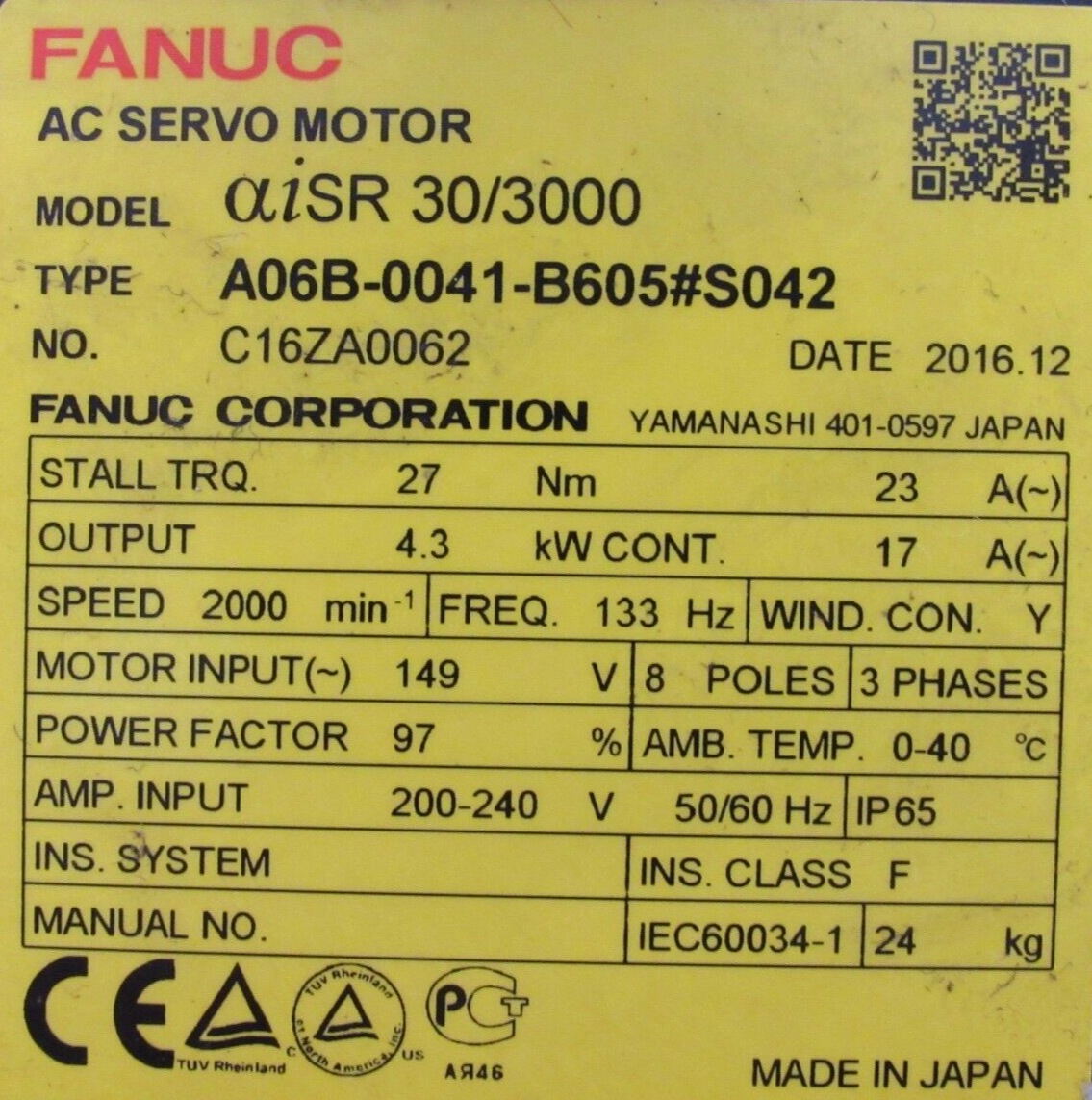 NEW FANUC A06B-0041-B605#S042 SERVO MOTOR A06B0041B605S042 A860-2010 ...