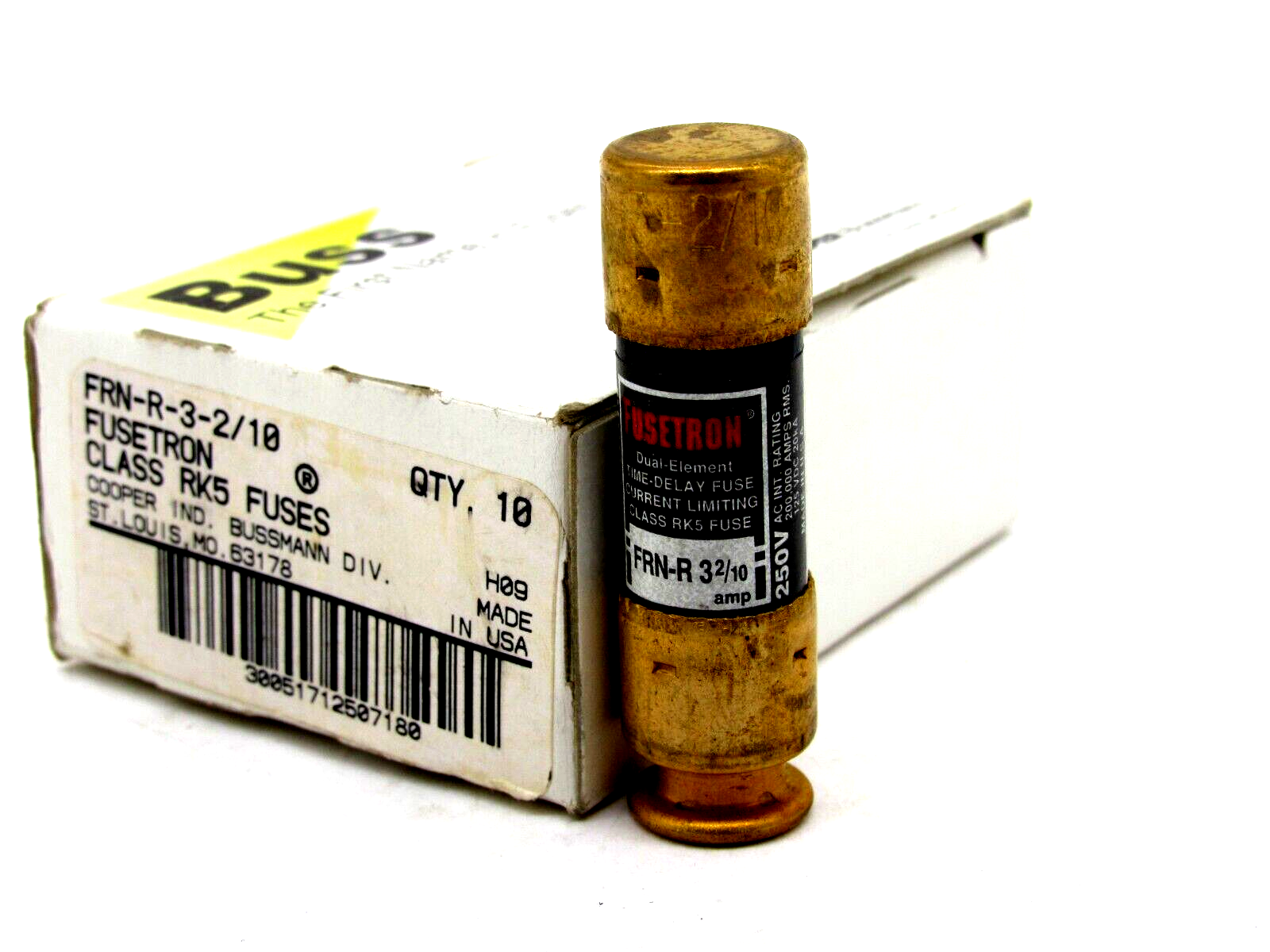 NEW LOT OF 10 BUSSMANN FUSETRON FRN-R-3-2/10 FUSES FRNR3210 - SB ...