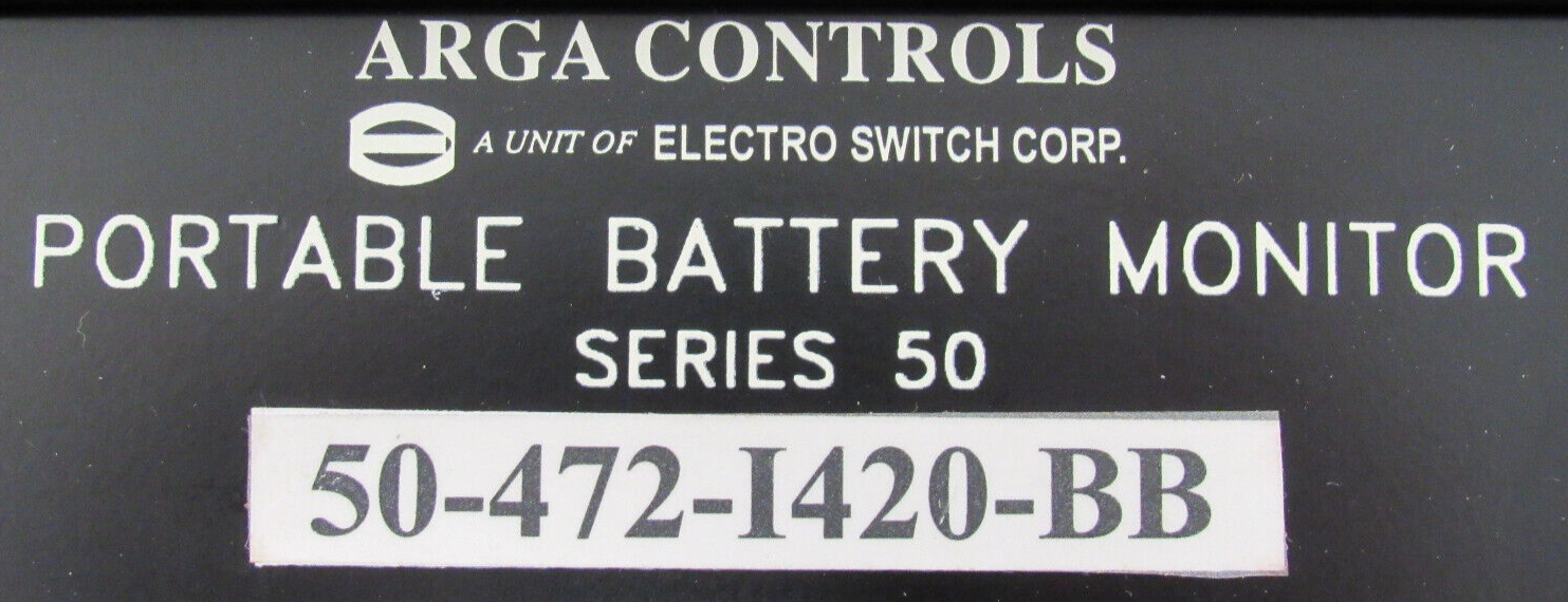 USED ARGA CONTROLS 50-472-I420-BB PORTABLE BATTERY MONITOR 50472I420BB ...