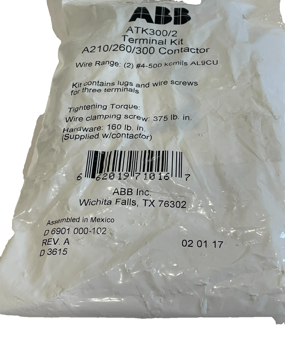 NEW ABB ATK300/2 TERMINAL LUG KIT ATK3002 - SB Industrial Supply, Inc.