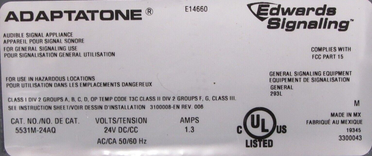 NEW EDWARDS 5531M-24AQ TONE SELECTABLE SIGNALING DEVICE 5531M24AQ - SB ...