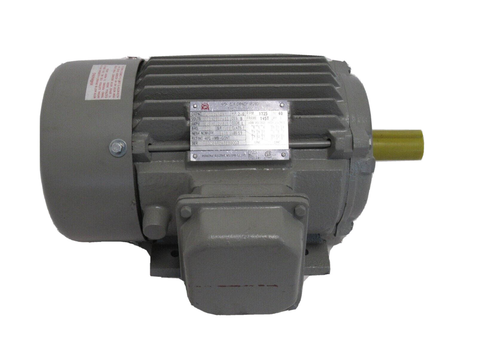 NEW HENGSHUI ELECTRIC MOTORS PB0024FBA MOTOR 2HP 208-230/460V 1725 RPM ...
