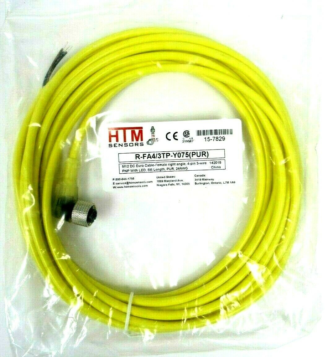 NEW LOT OF 5 HTM R-FA4/3TP-Y075 CABLE RIGHT ANGLE 4-PIN 3-WIRE ...