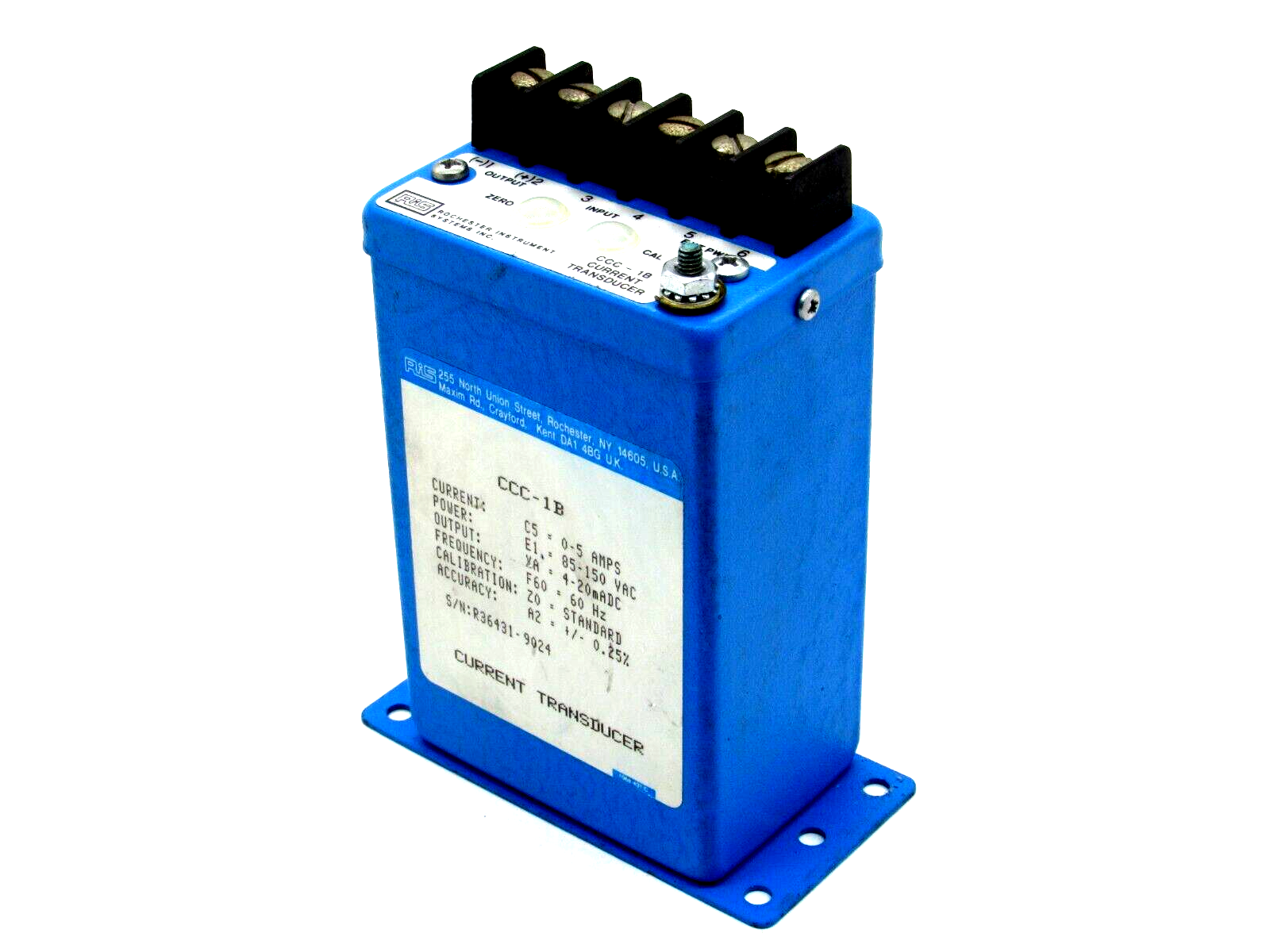 NEW ROCHESTER INSTRUMENT SYSTEMS CCC-1B CURRENT TRANSDUCER CCC1B - SB ...