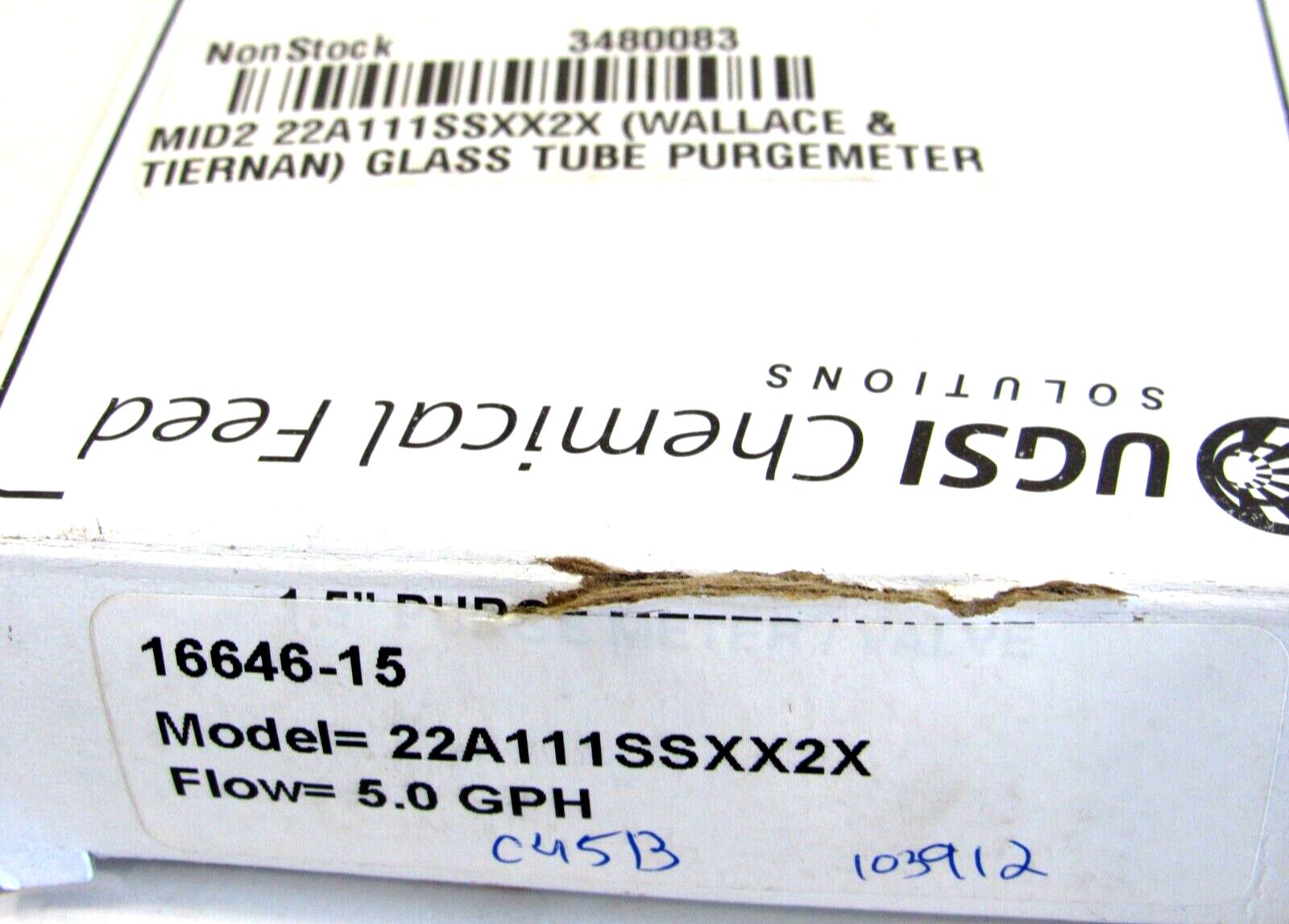 NEW USGI VAREA METER 22A111SSXX2X GLASS TUBE PURGEMETER - SB Industrial ...