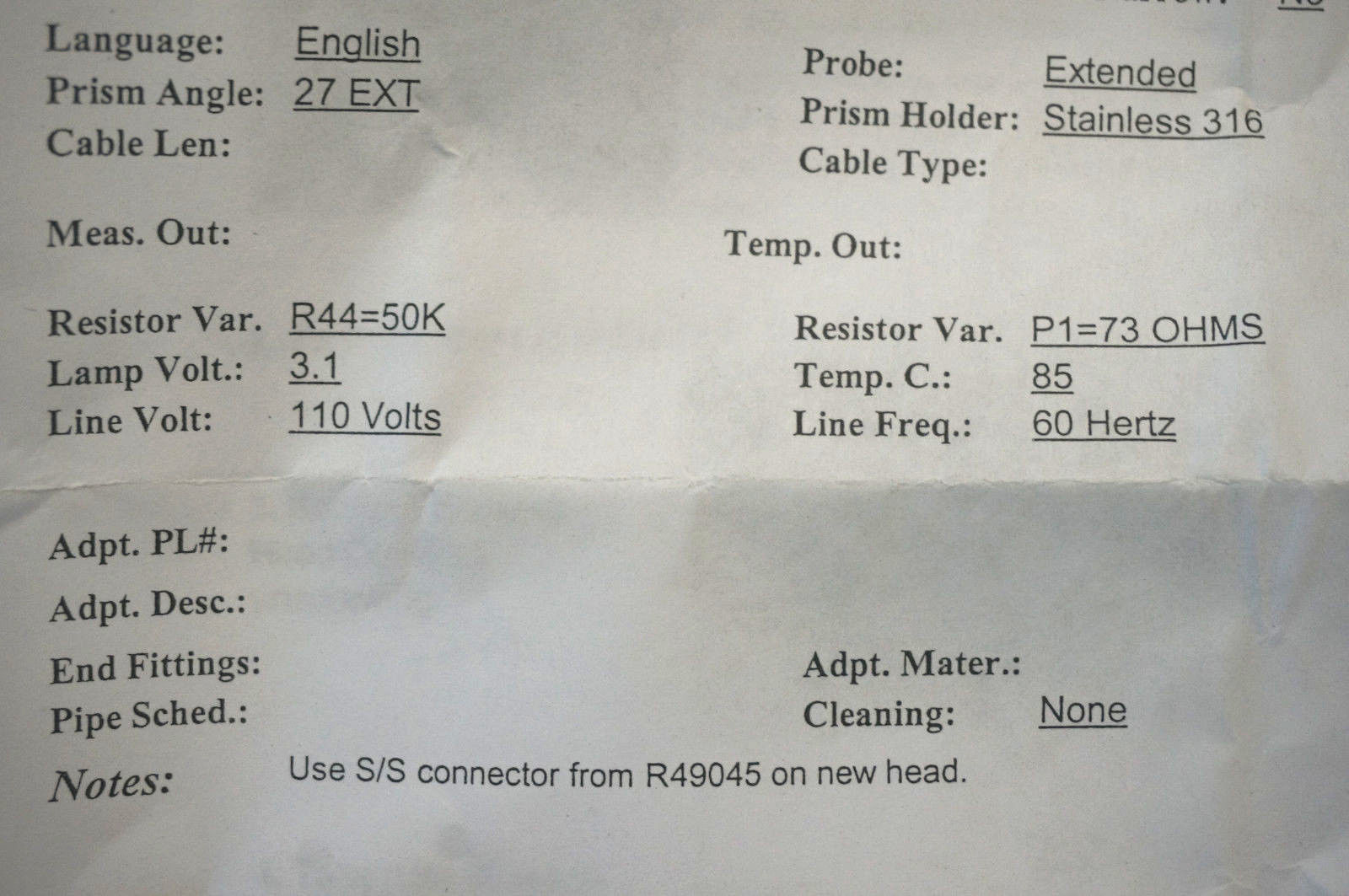 REFURBISHED ELECTRON MACHINE CORPORATION MPR E-SCAN EOS REFRACTOMETER SENSING HEAD - SB ...