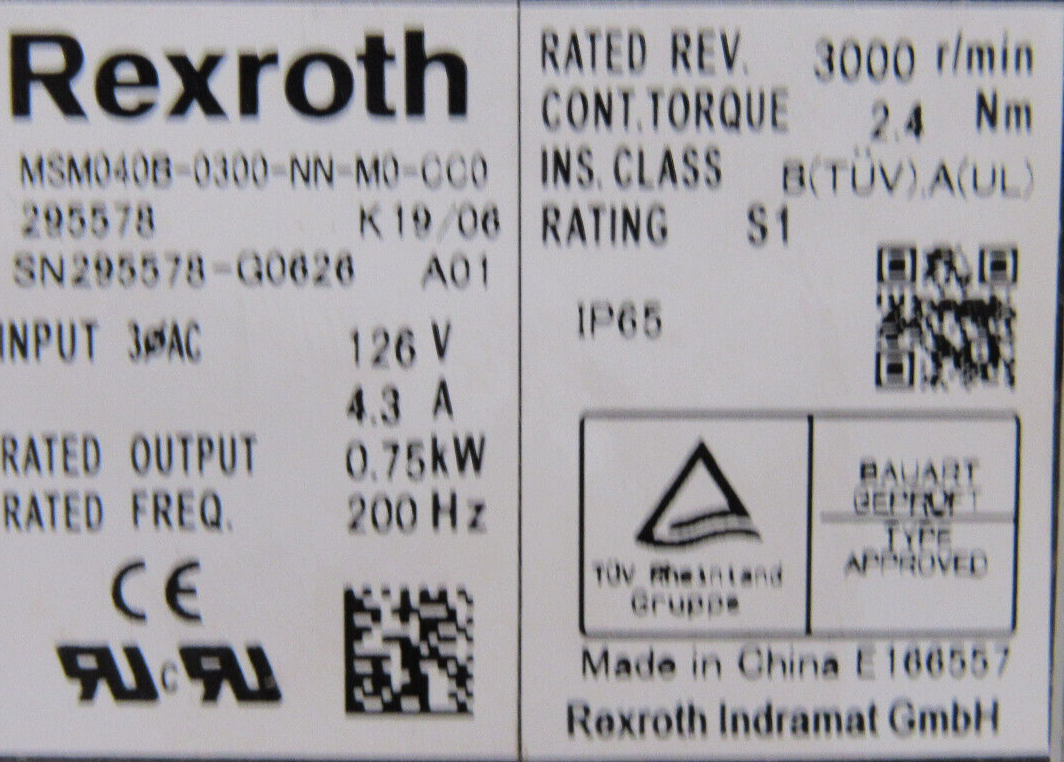 NEW REXROTH MSM040B-0300-NN-M0-CC0 SERVO MOTOR 295578 ...