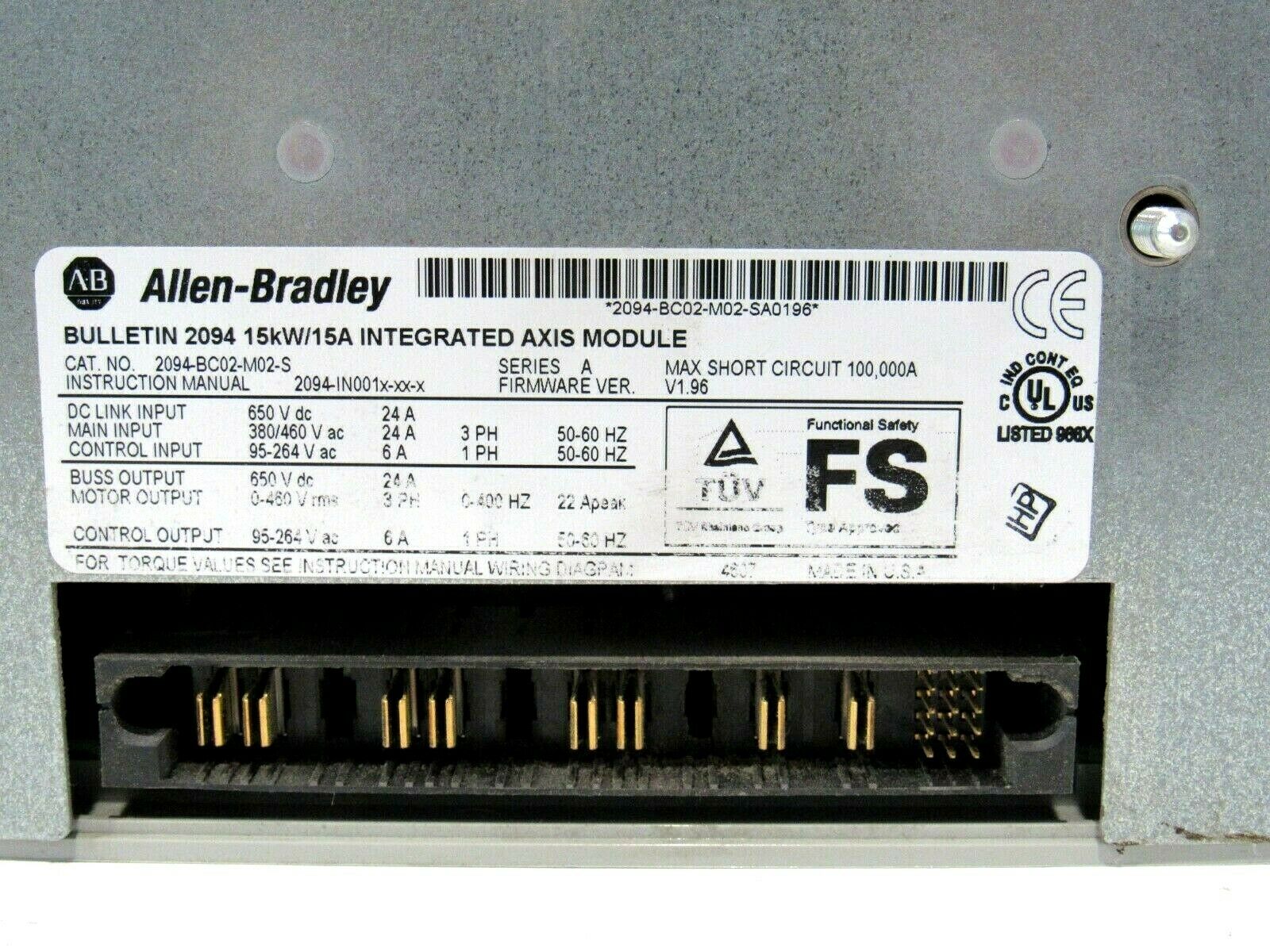 USED ALLEN BRADLEY 2094-BC02-M02-S INTEGRATED AXIS MODULE SER.A ...