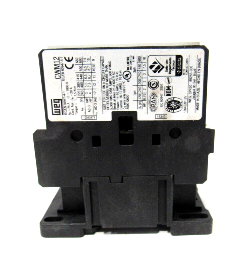 LOT OF 3 NEW WEG CWM12-10-30V18 CONTACTORS CWM121030V18 - SB Industrial ...