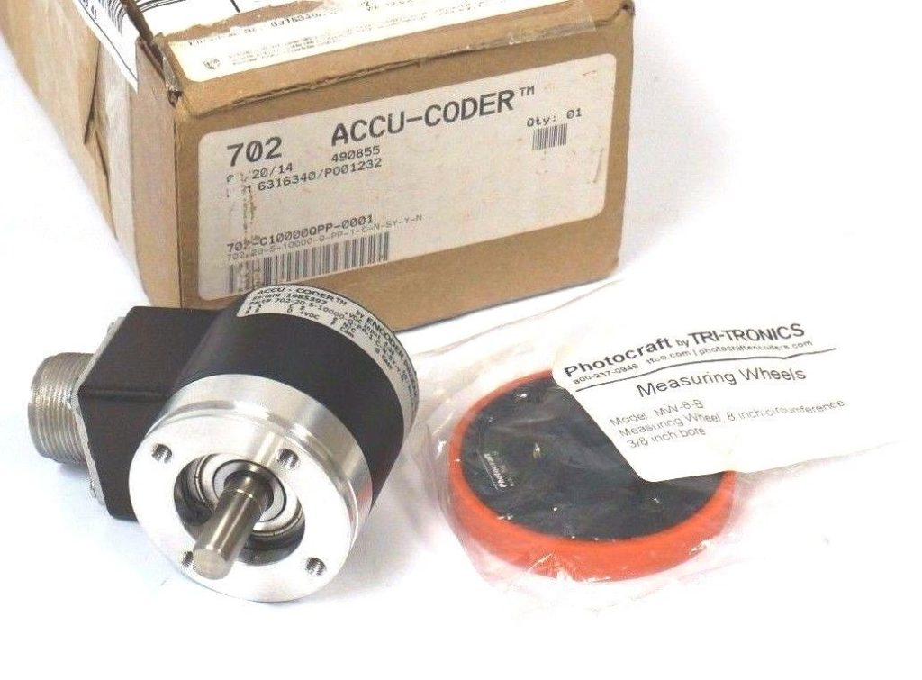 NEW ACCU-CODER 702-20-S-10000-Q-PP-1-C-N-SY-Y-N ENCODER W/ MW-8-B WHEEL ...