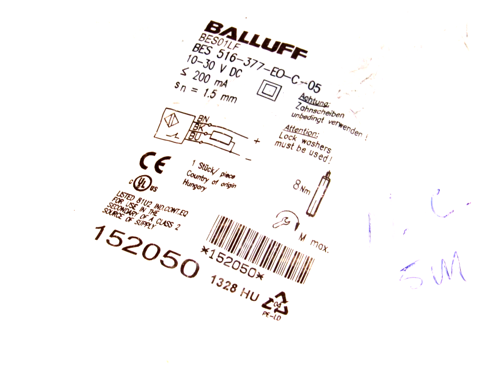 NEW BALLUFF BES01LF INDUCTIVE SENSOR BES 516-377-EO-C-05 - SB ...