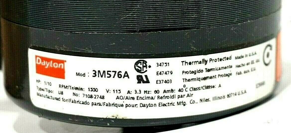 NEW DAYTON 3M576 MOTOR 1/10 H.P. 115V 60HZ - SB Industrial Supply, Inc.