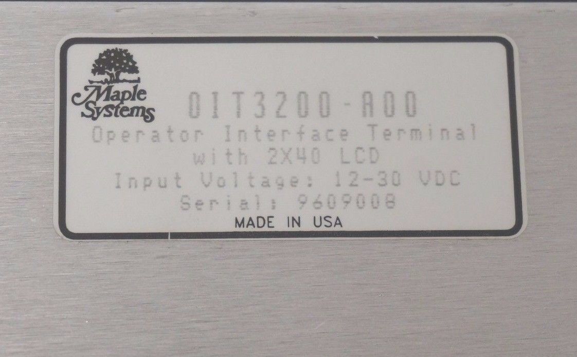 NEW MAPLE SYSTEMS OIT3200-A00 OPERATOR INTERFACE 12-30VDC, OIT3200A00 - SB Industrial Supply, Inc.