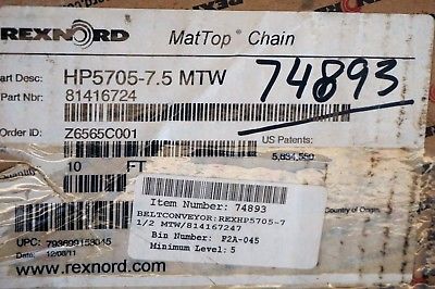 NEW REXNORD HP5705-7.5 MTW MAT TOP CHAIN 81416724 HP570575MTW - SB ...