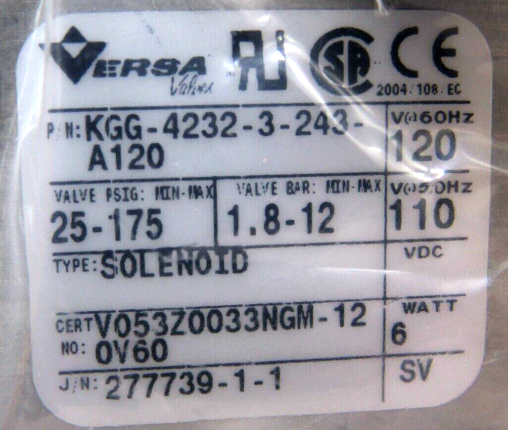 NEW VERSA KGG-4232-3-243-A120 FOUR WAY VALVE KGG42323243A120 - SB ...