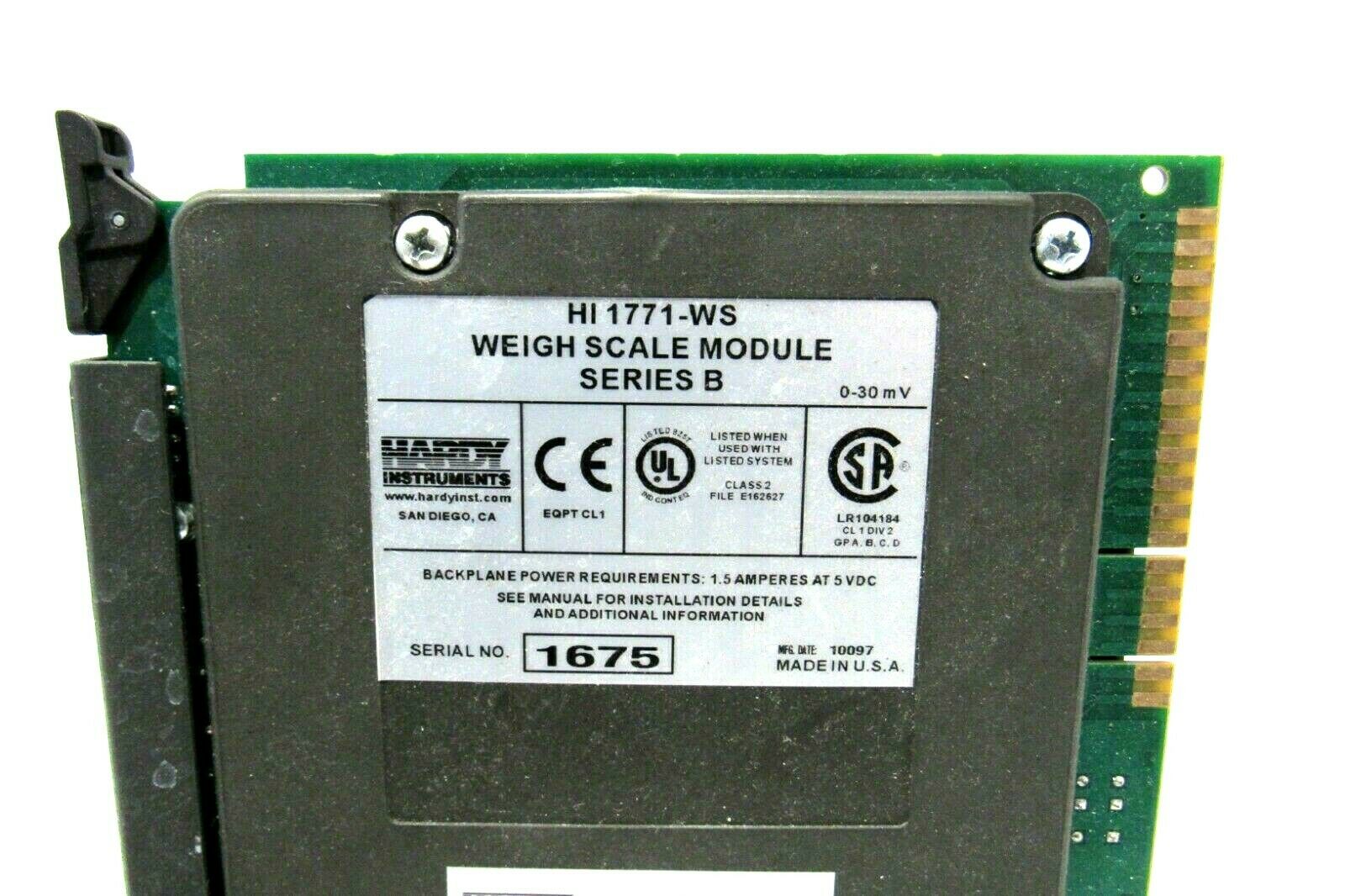 USED HARDY INSTRUMENTS 1771-WS WEIGH SCALE MODULE SER.B 1771WS - SB ...