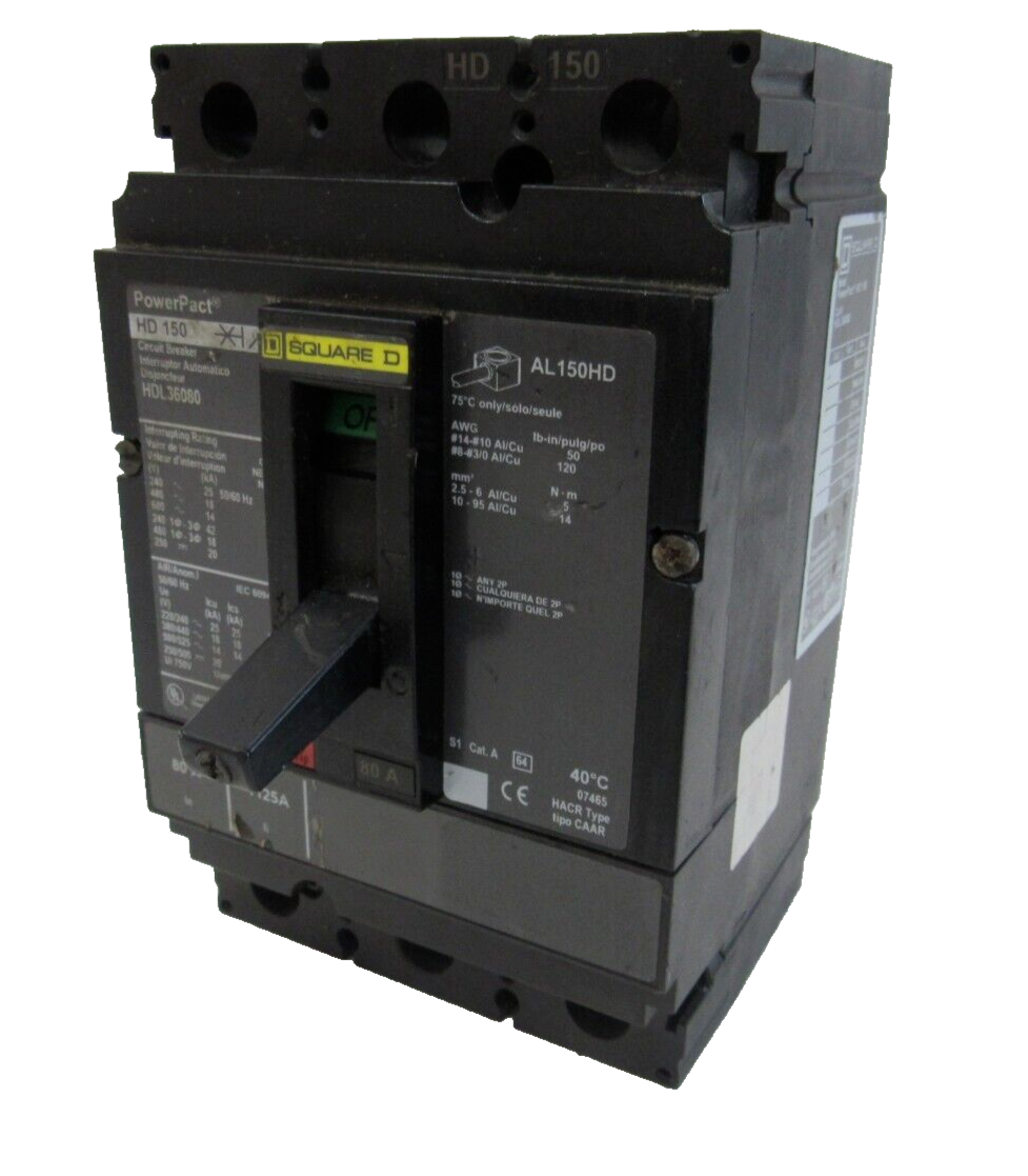 USED SQUARE D HDL36080 CIRCUIT BREAKER 80AMP - SB Industrial Supply, Inc.