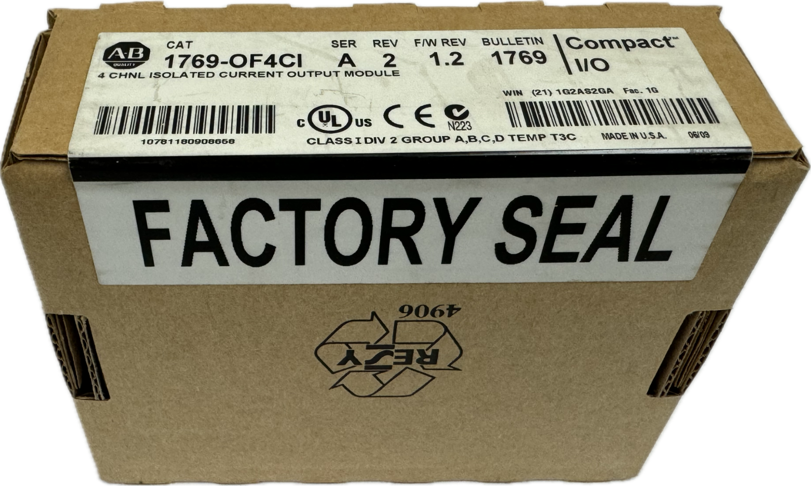 ALLEN BRADLEY 1769-OF4CI ISO. CURRENT OUTPUT MODULE SER. A NEW SEALED ...