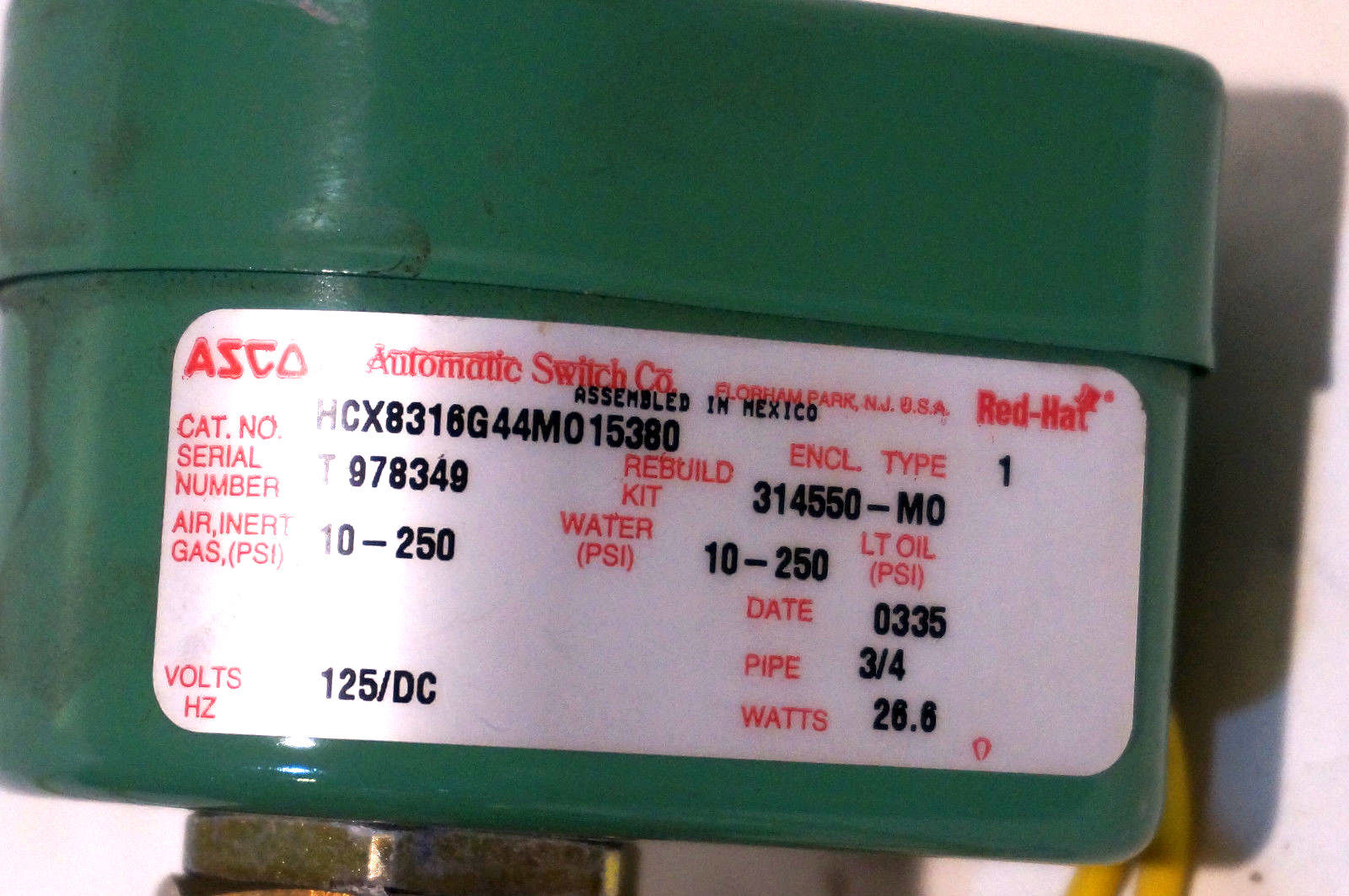 NEW ASCO HCX8316G44M015380 SOLENOID VALVE 8316G44 - SB Industrial ...