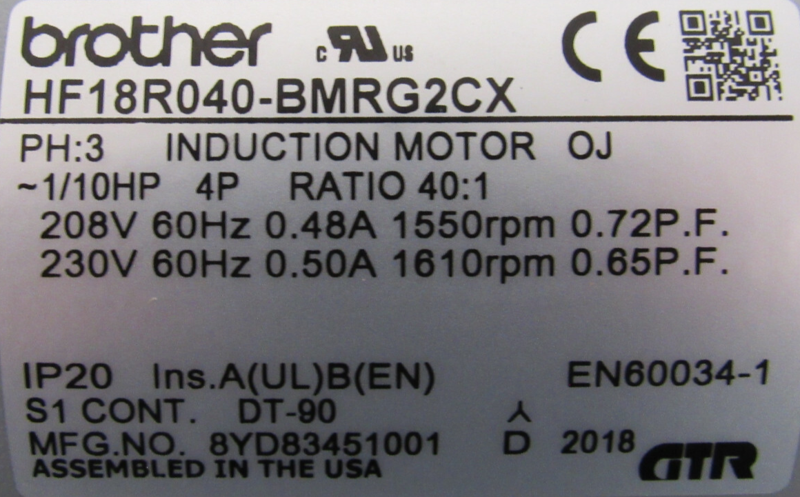 NEW BROTHER HF18R040-BMRG2CX GEAR MOTOR 40:1 HF18R040BMRG2CX - SB ...