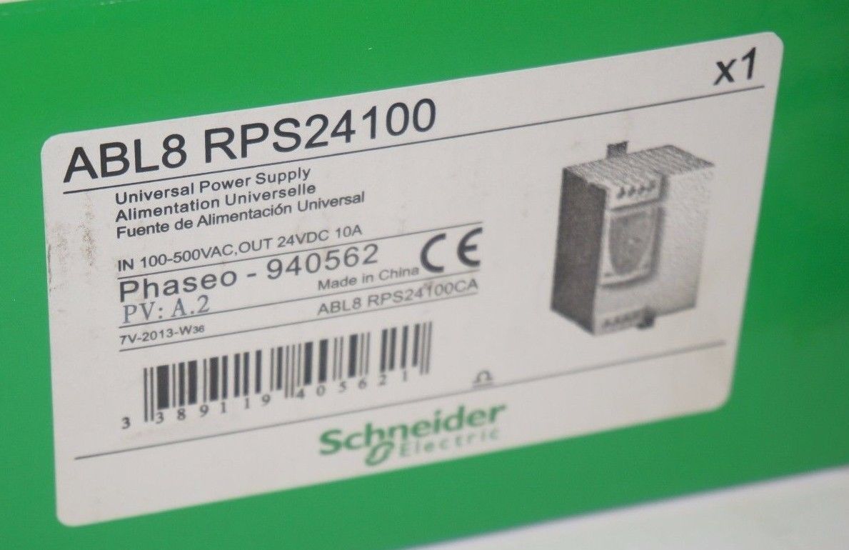 NEW SCHNEIDER ELECTRIC ABL8 RPS24100 POWER SUPPLY 100-500VAC, 10AMP ...