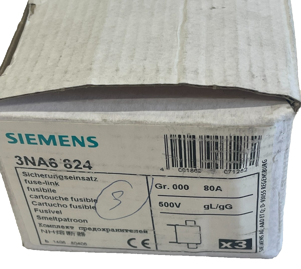 NEW SIEMENS 3NA6824 FUSE LINK 3 PCS - SB Industrial Supply, Inc.