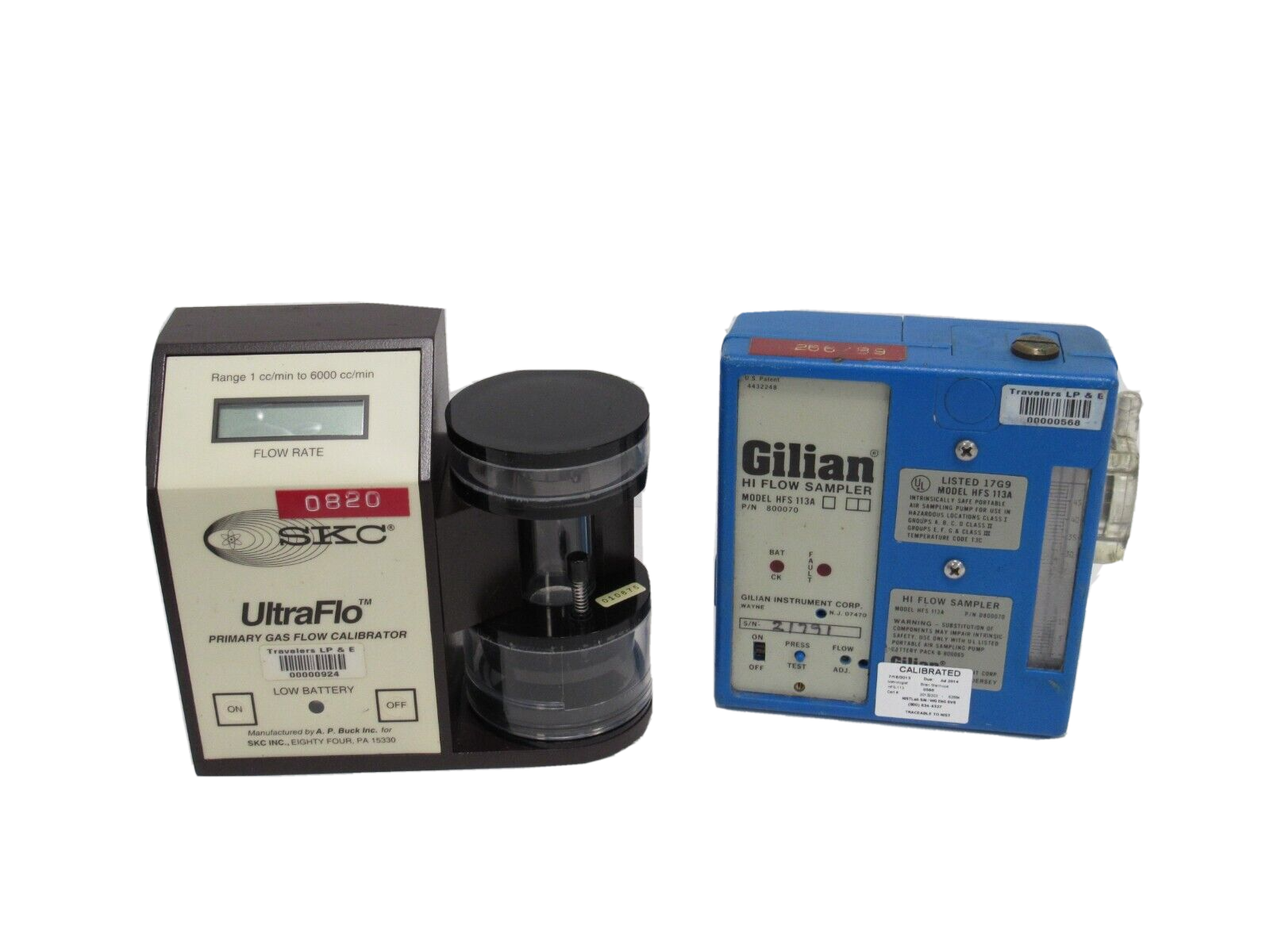 USED SKC 709 ULTRAFLO GAS FLOW CALIBRATOR AND HFS-113A HI FLOW SAMPLER ...