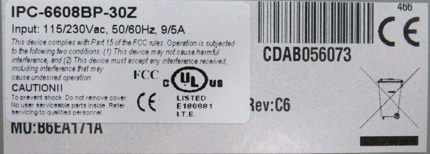 NEW ADVANTECH IPC-6608BP-30Z INDUSTRIAL PC 8 SLOT IPC6608BP30Z SUPER ...