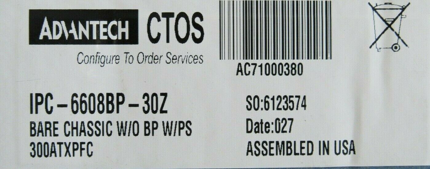 NEW ADVANTECH IPC-6608BP-30Z INDUSTRIAL PC 8 SLOT IPC6608BP30Z SUPER ...