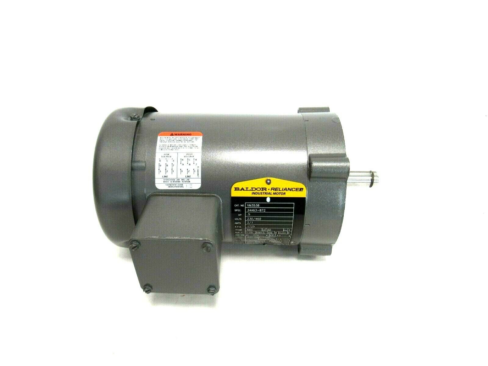 NEW BALDOR VM3538 MOTOR .5HP 230/460V 1725RPM 5/8" DIA. 34A63-872 - SB ...