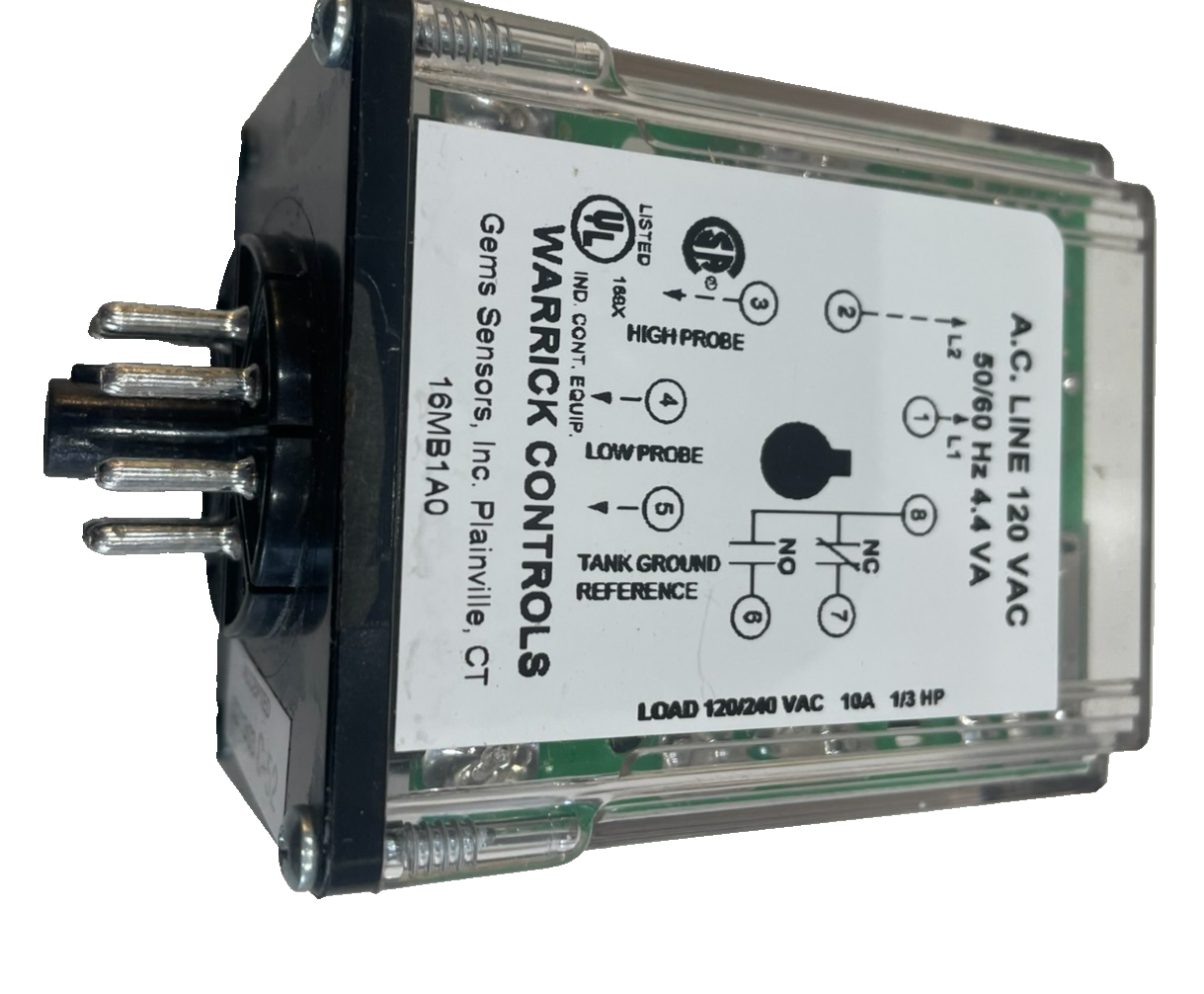 NEW GEMS WARRICK CONTROLS 16MB1A0 RELAY 120V 16M W/8 PIN OCTOAL SOCKET ...