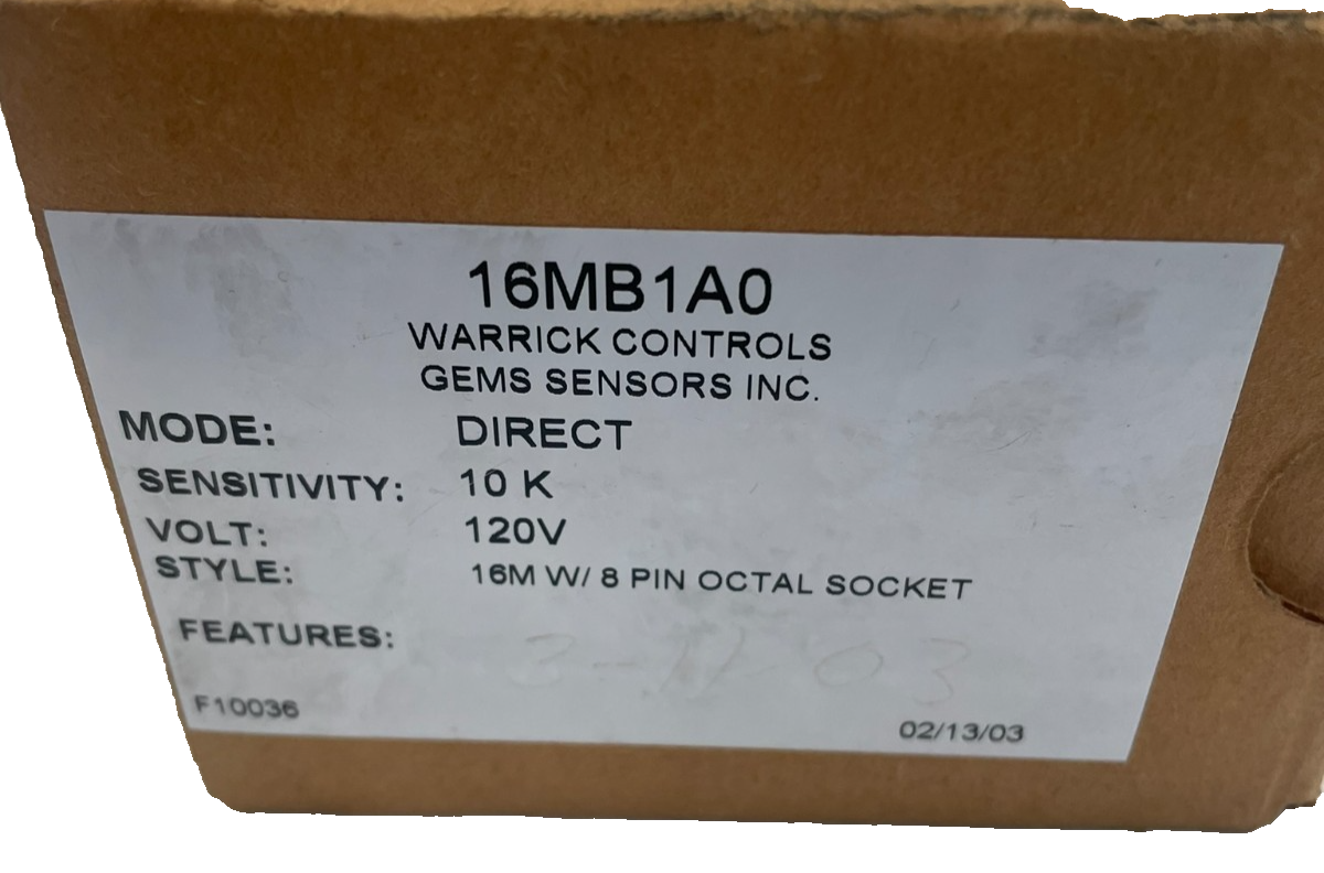 NEW GEMS WARRICK CONTROLS 16MB1A0 RELAY 120V 16M W/8 PIN OCTOAL SOCKET ...