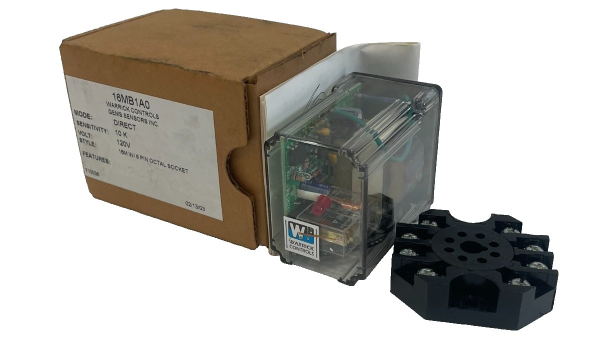 NEW GEMS WARRICK CONTROLS 16MB1A0 RELAY 120V 16M W/8 PIN OCTOAL SOCKET ...
