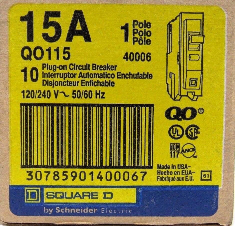 NEW LOT OF 10 SQUARE D QO115 CIRCUIT BREAKERS 120V 15A - SB Industrial ...