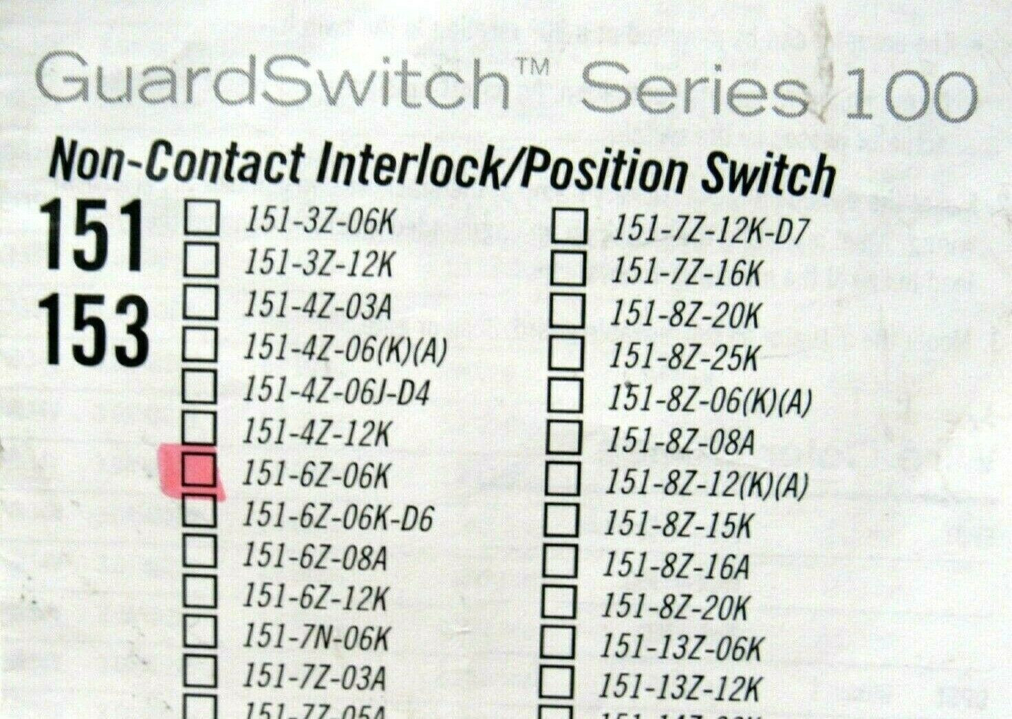 NEW SENTROL 151-6Z-06K GUARD SWITCH 1516Z06K - SB Industrial Supply, Inc.