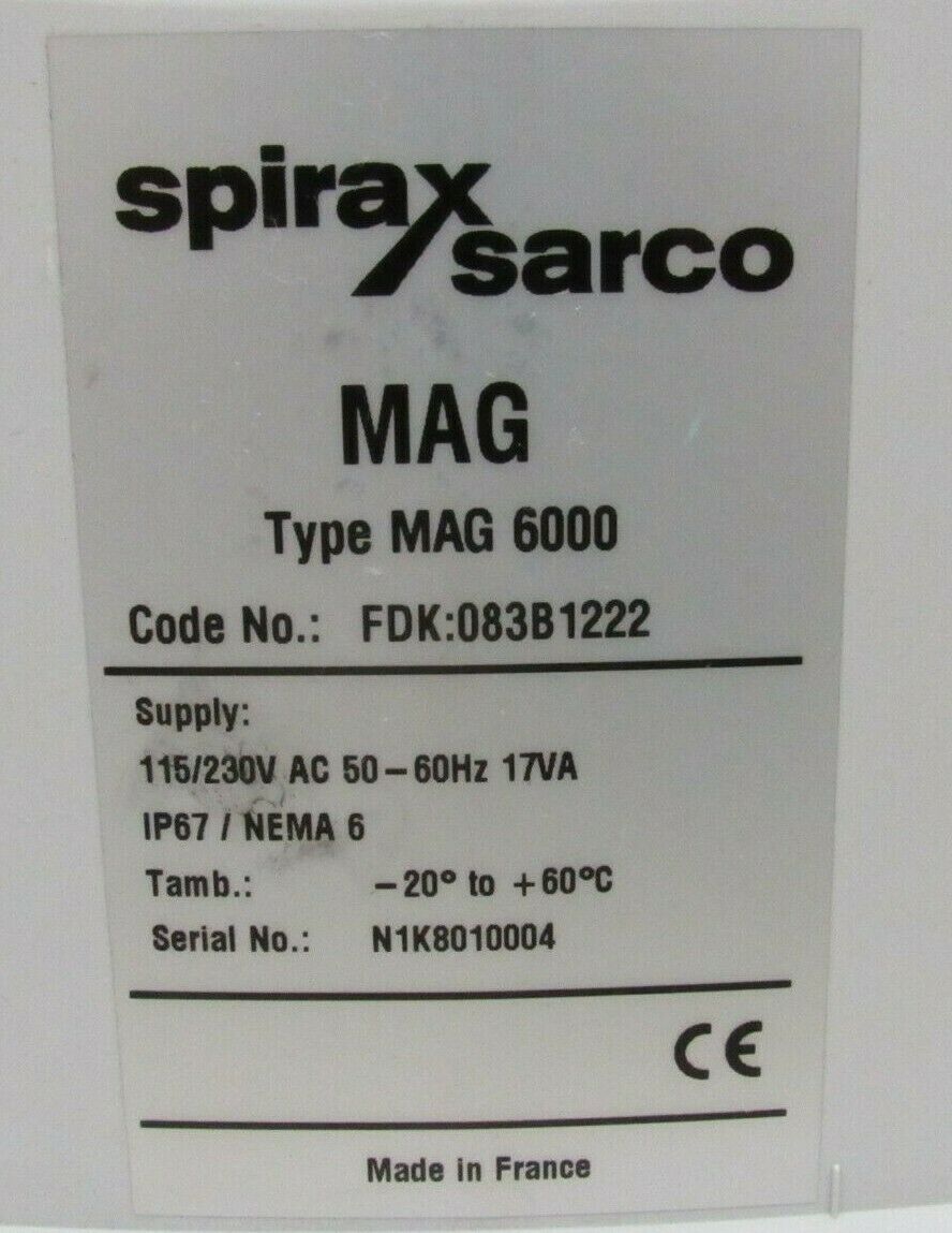 NEW SPIRAX SARCO MAG 6000 FDK-083B1222 FLOW METER TRANSMITTER MAG6000 ...
