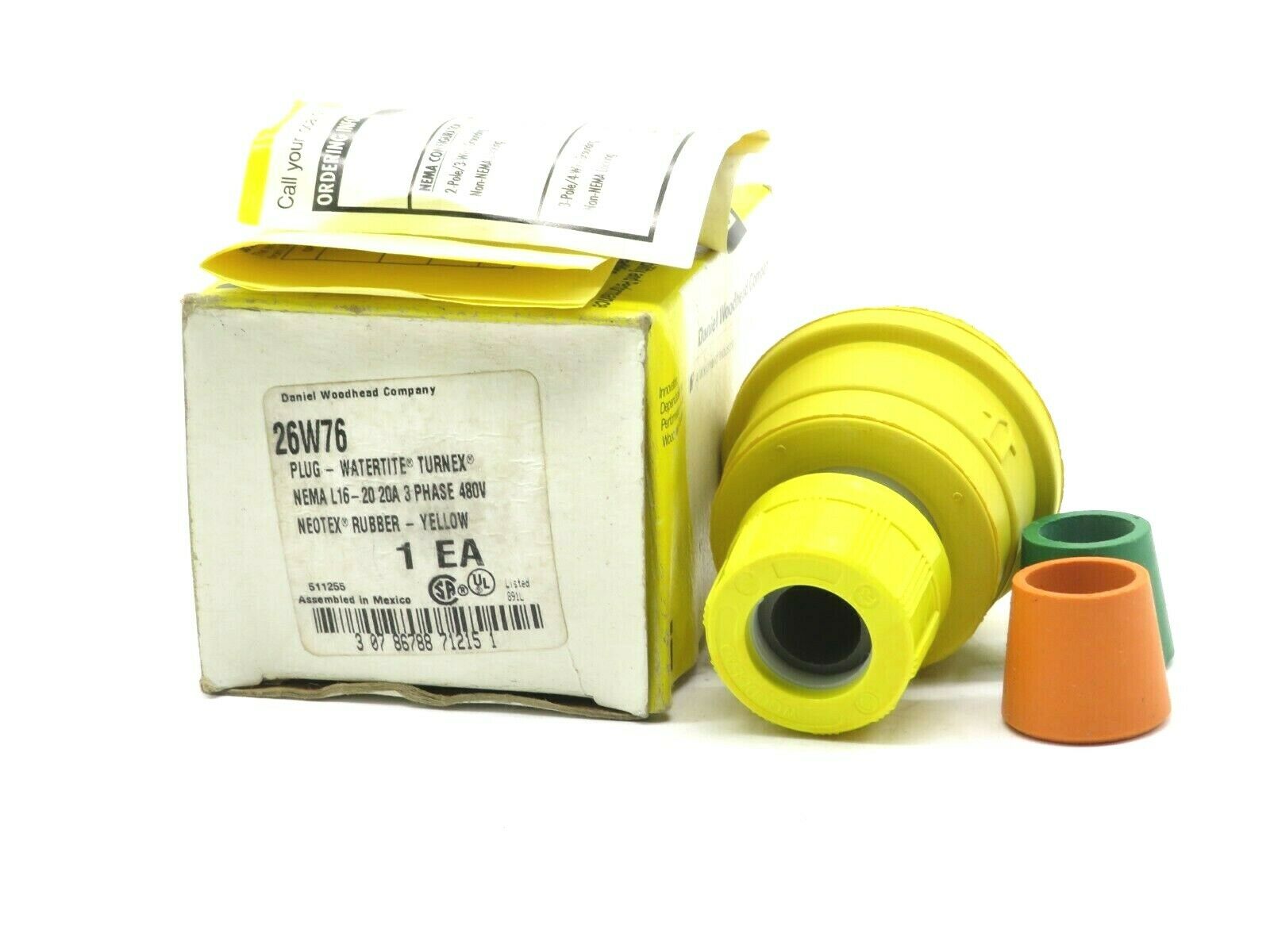 NEW WOODHEAD 26W76 L16-20P 20A 3 PHASE 480V WATERTITE PLUG - SB ...