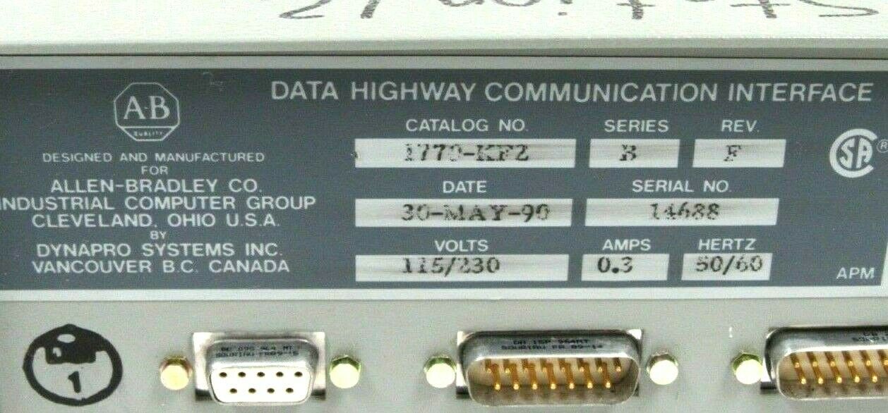 USED ALLEN BRADLEY 1770-KF2 DATA HIGHWAY COMMUNICATION INTERFACE ...