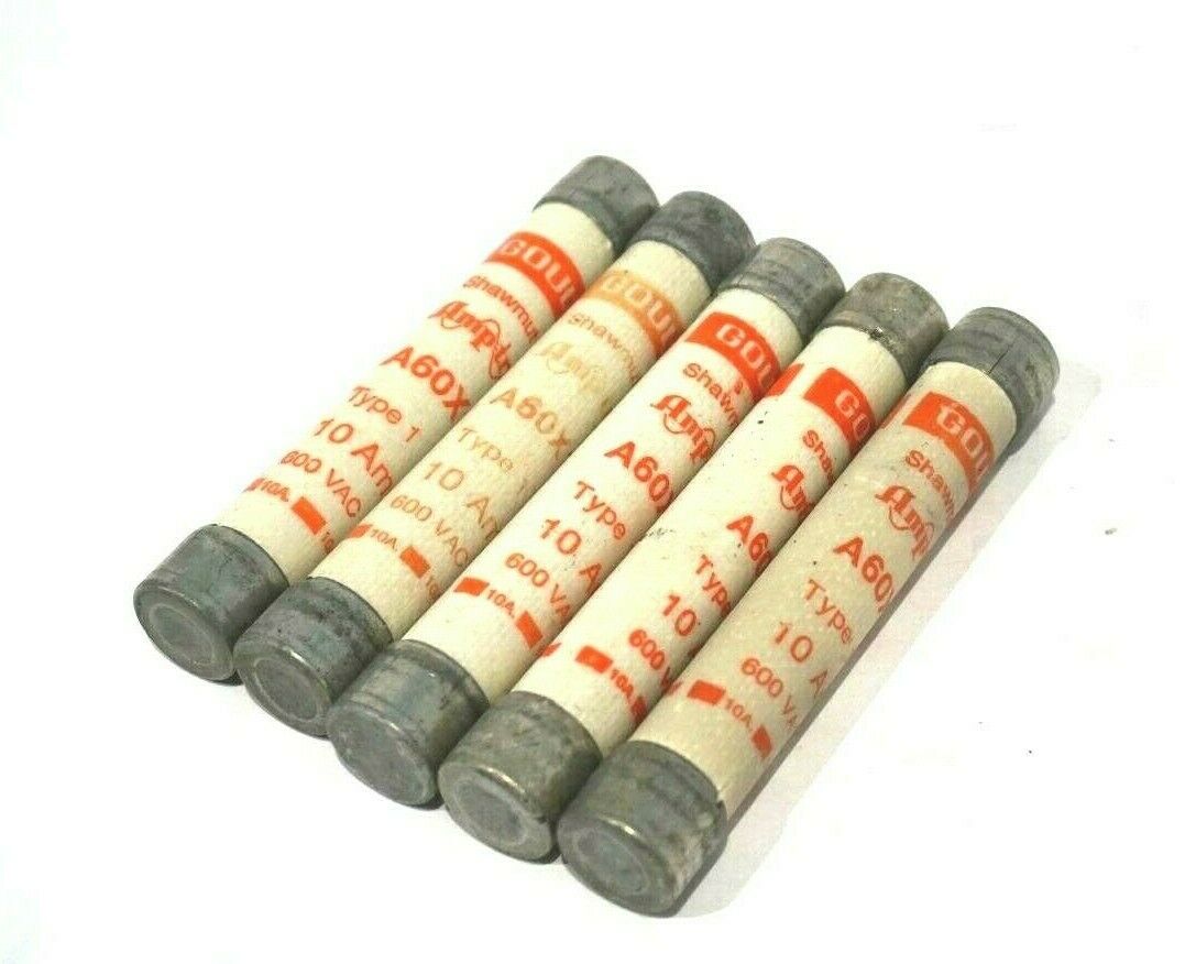 5 USED GOULD SHAWMUT A60X10 FUSES TYPE 1 - SB Industrial Supply, Inc.