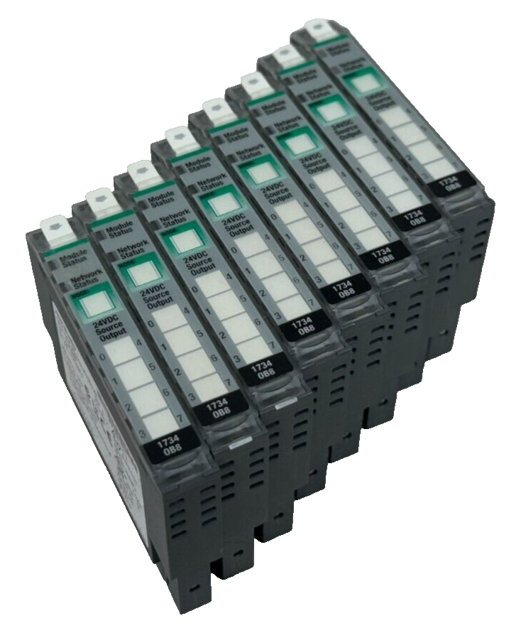 LOT OF 8 USED 1734-OB8 OUTPUT MODULES SER. C FW: 3.022 1734OB8 - SB ...