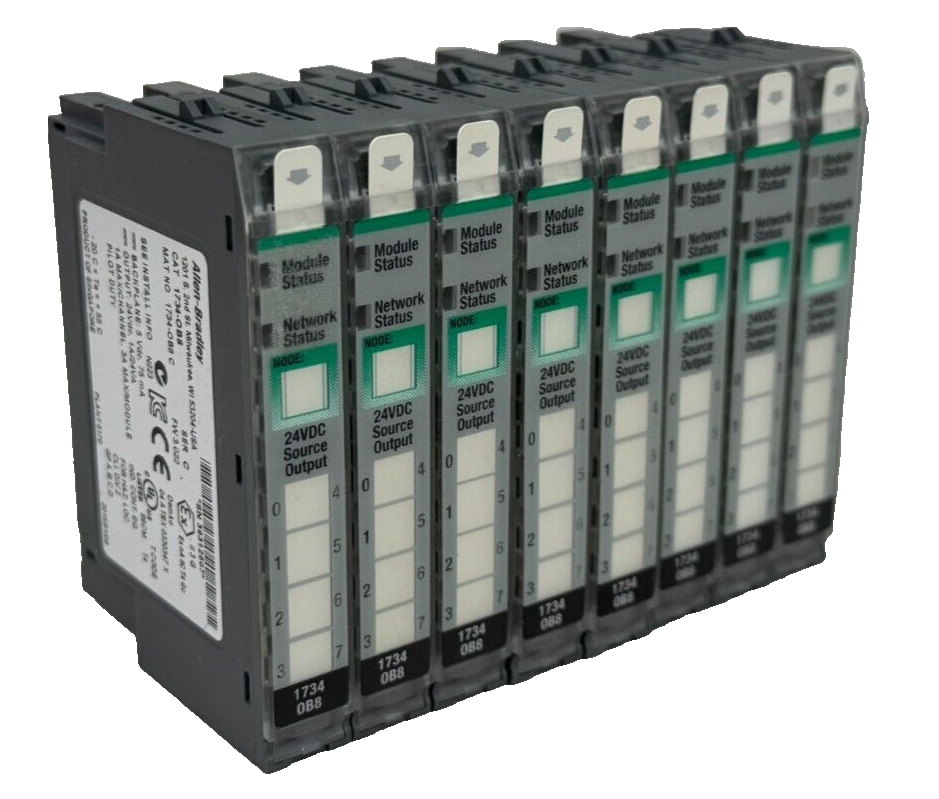 LOT OF 8 USED 1734-OB8 OUTPUT MODULES SER. C FW: 3.022 1734OB8 - SB ...