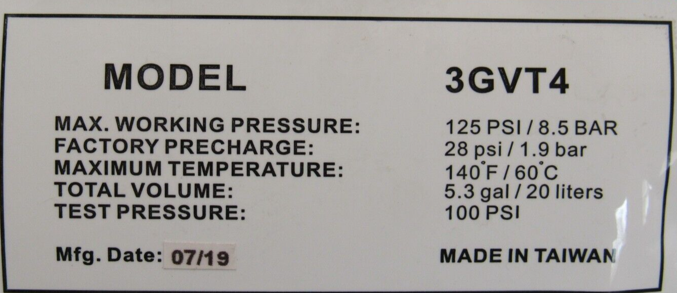 NEW DAYTON 3GVT4 HORIZONTAL WATER TANK 5.3 GAL - SB Industrial Supply, Inc.