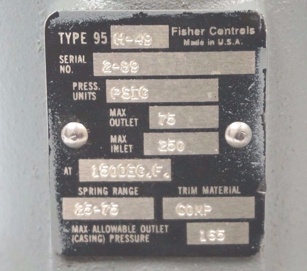 NEW FISHER 95H-49 PRESSURE REDUCING VALVE 95H49 - SB Industrial Supply ...