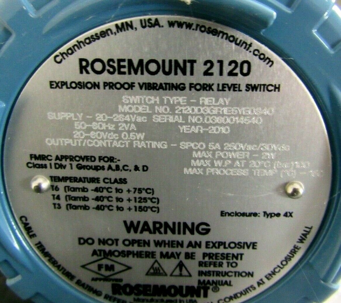 NEW ROSEMOUNT 2120 VIBRATING FORK LEVEL SWITCH 2120D3GR1E5YE0840 2120* ...